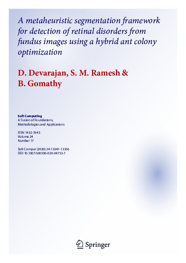 Pdf A Metaheuristic Segmentation Framework For Detection Of Retinal