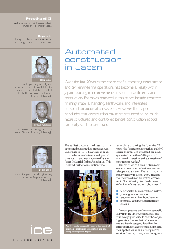 (PDF) Automated construction in Japan