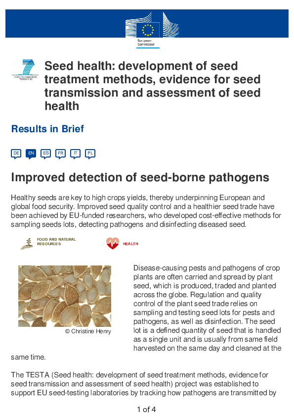 (PDF) TESTA-SEED HEALTH: Development of seed treatment methods ...