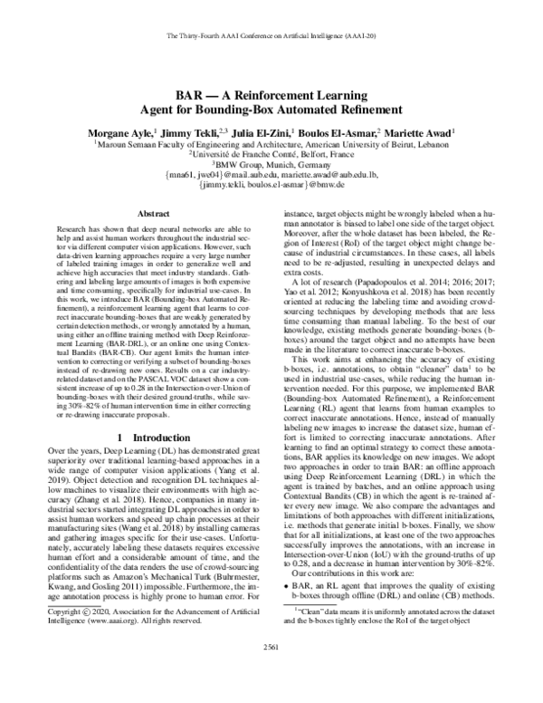 (PDF) BAR - A Reinforcement Learning Agent for Bounding-Box Automated Refinement