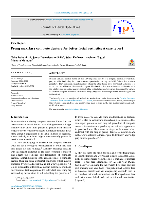 (PDF) Prong maxillary complete denture for better facial aesthetic: A ...