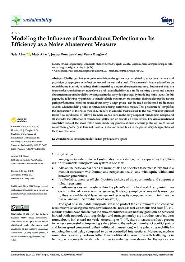 (PDF) Modeling the Influence of Roundabout Deflection on Its Efficiency ...