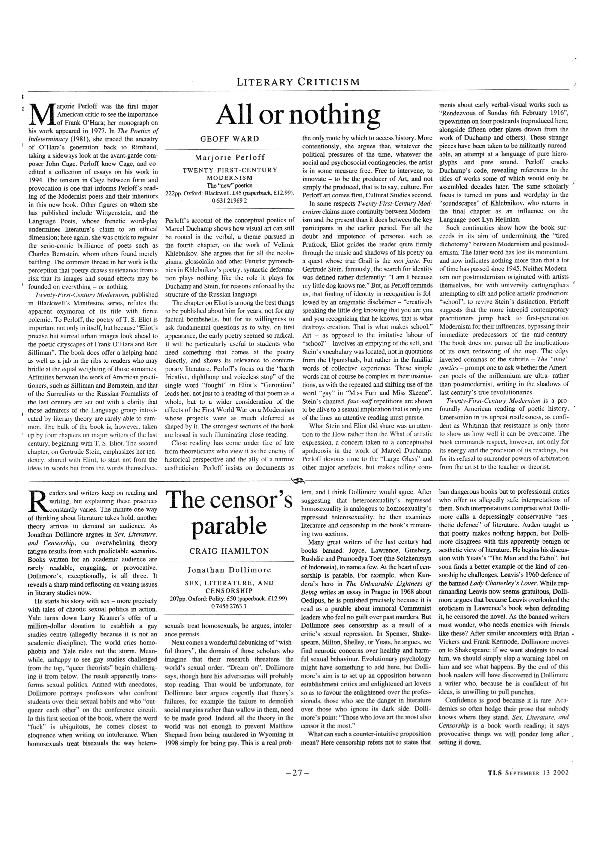 Pdf 2002 Book Review Sex Literature And Censorship By Jonathan