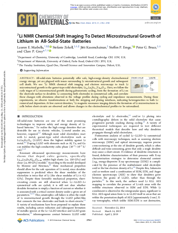 (PDF) 7Li NMR Chemical Shift Imaging To Detect Microstructural Growth ...