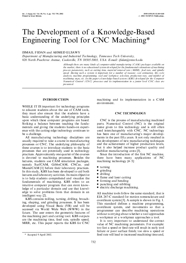 (PDF) The Development of a Knowledge-Based Engineering Tool for CNC ...