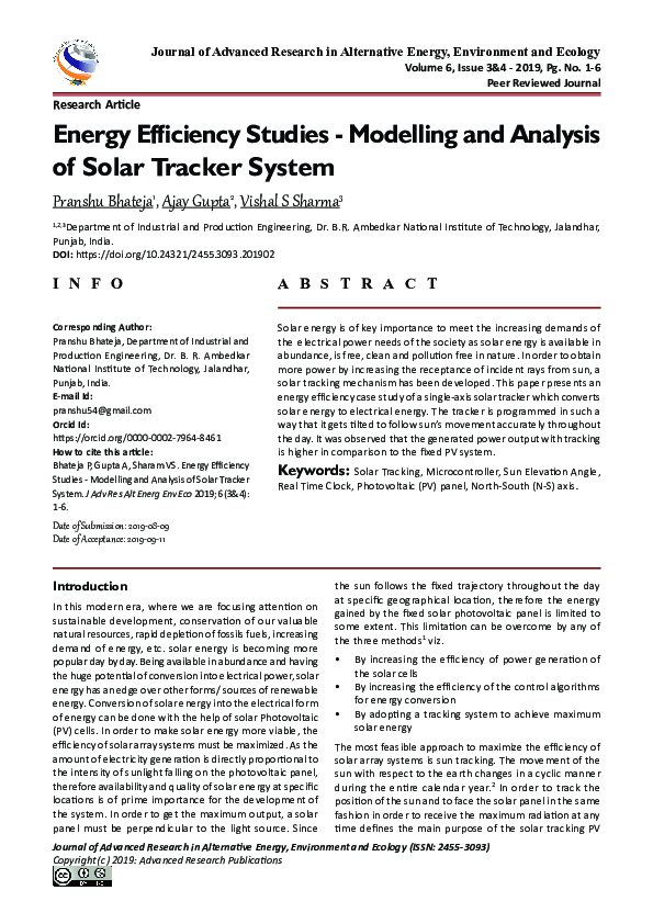(PDF) Energy Efficiency Studies - Modelling and Analysis of Solar ...