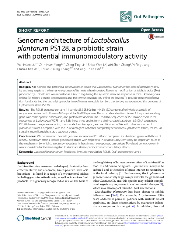 Genome architecture of Lactobacillus plantarum PS128, a probiotic ...