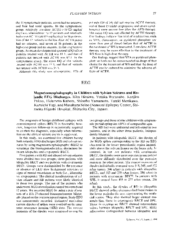 (PDF) Magnetoencephalography in Children with Sylvian Seizures and ...