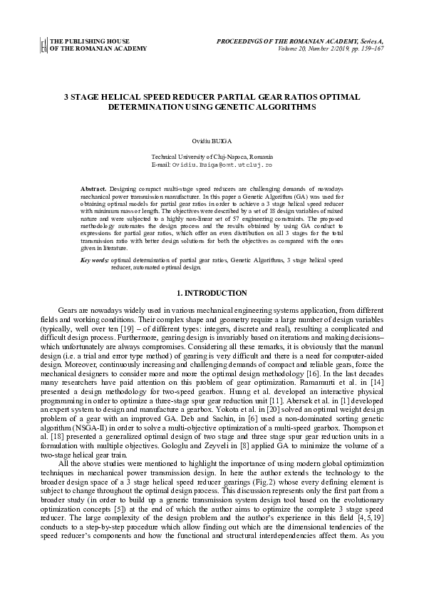 (PDF) 3 Stage Helical Speed Reducer Partial Gear Ratios Optimal ...