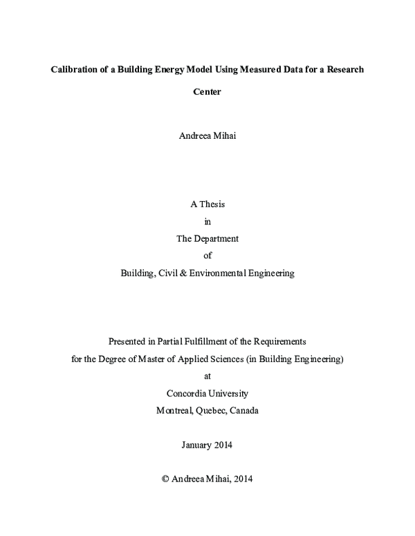(PDF) Calibration of a Building Energy Model Using Measured Data for a ...