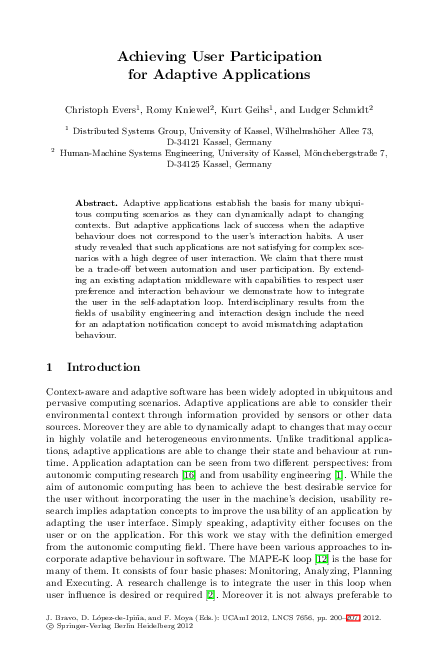 (PDF) Achieving user participation for adaptive applications