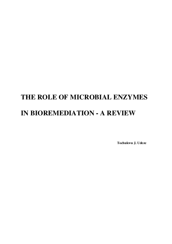 (PDF) THE ROLE OF MICROBIAL ENZYMES IN BIOREMEDIATION -A REVIEW