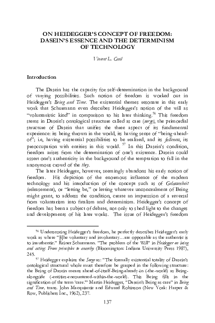(PDF) ON HEIDEGGER'S CONCEPT OF FREEDOM: DASEIN'S ESSENCE AND THE ...