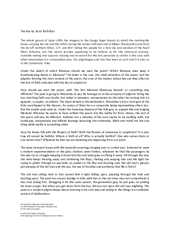 (DOC) The Bus by Arun Kolatkar
