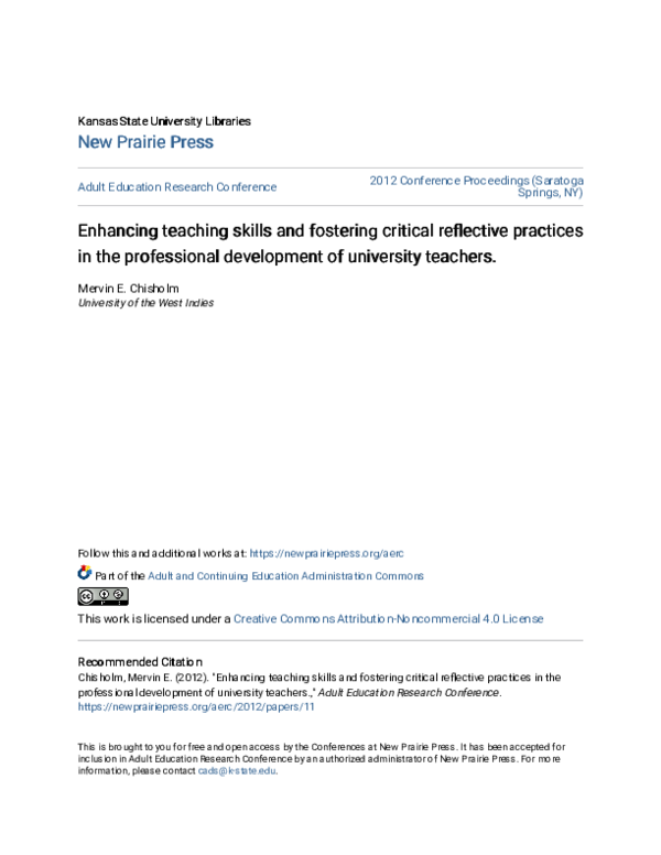 (PDF) Enhancing teaching skills and fostering critical reflective practices in the professional ...