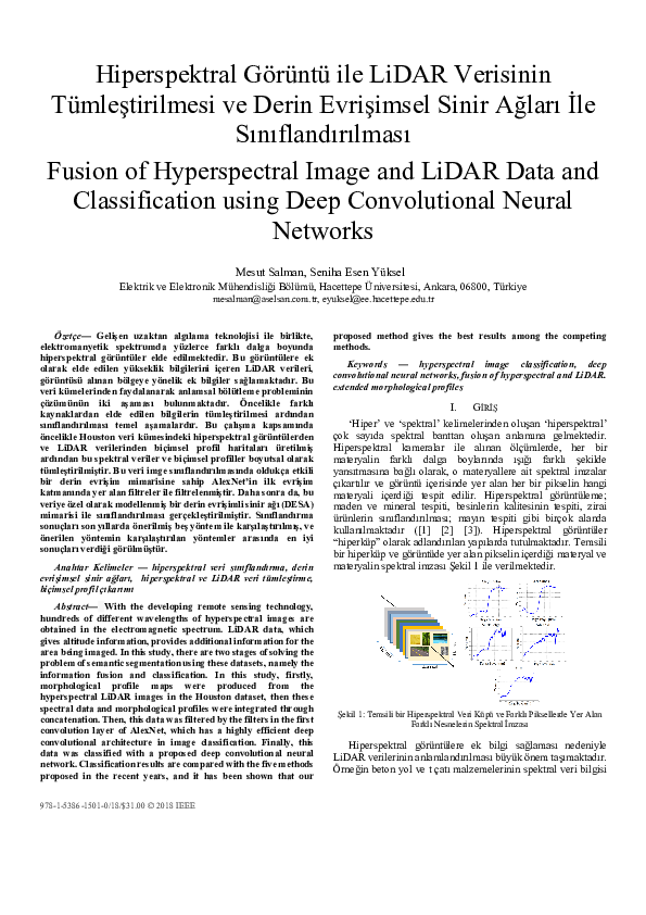 (PDF) Fusion of hyperspectral image and LiDAR data and classification using deep convolutional ...