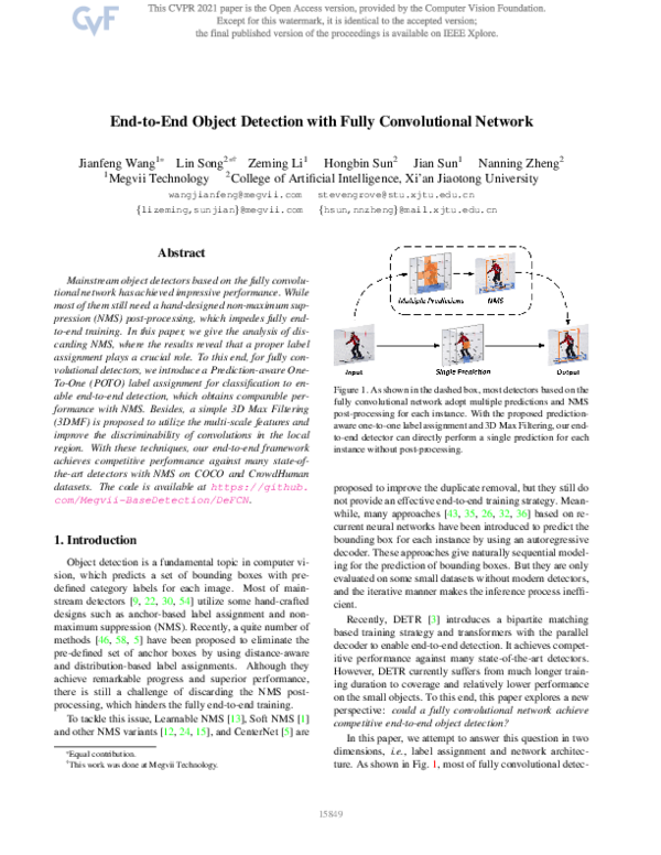 Pdf End To End Object Detection With Fully Convolutional Network