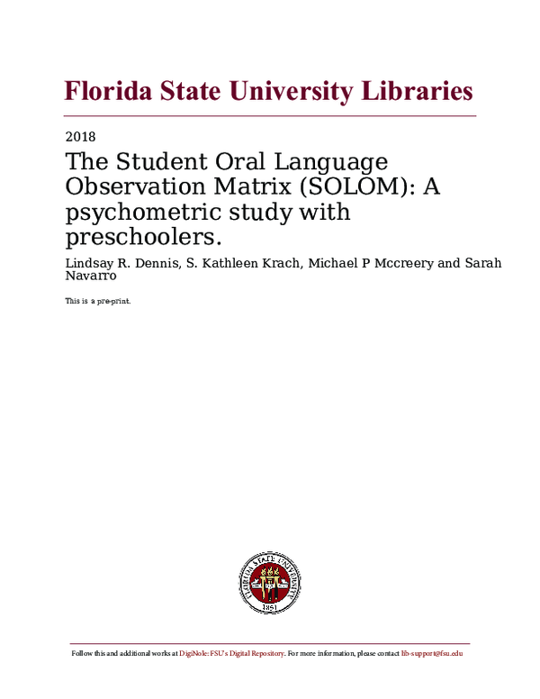 (PDF) The Student Oral Language Observation Matrix (SOLOM): A ...