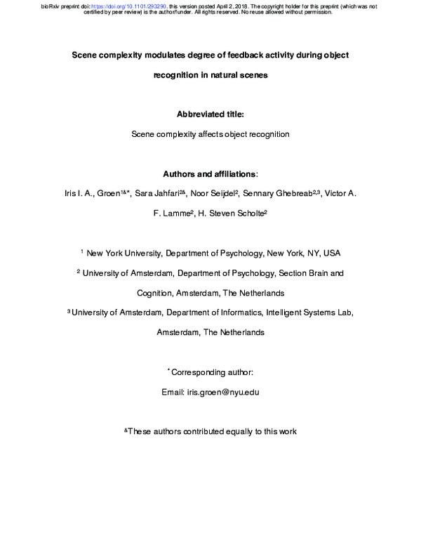 (PDF) Scene complexity modulates degree of feedback activity during ...