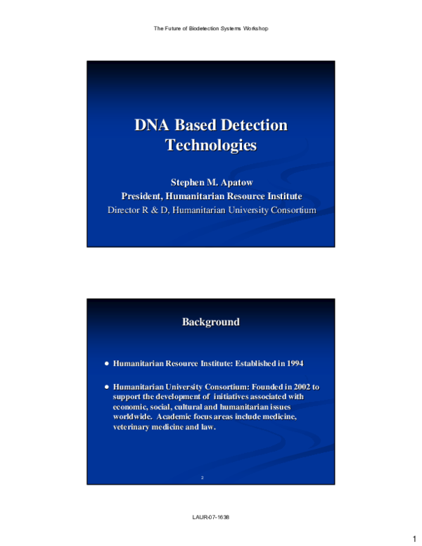 (PDF) DNA Based Detection Technologies