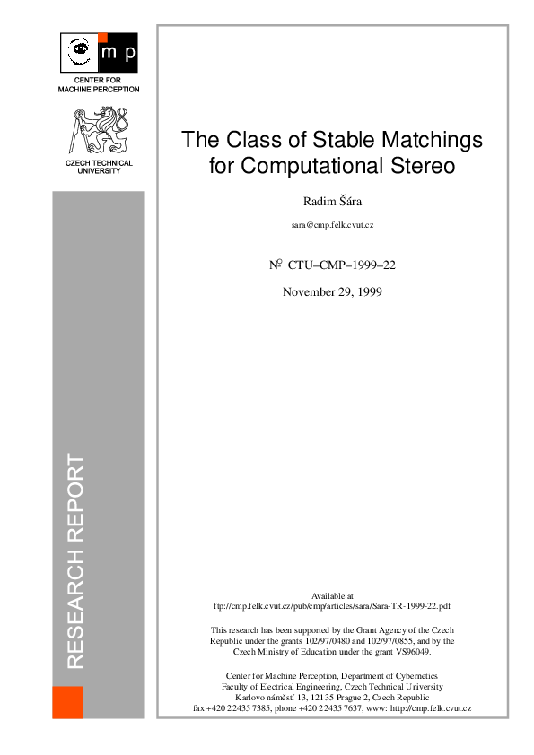 (PDF) The Class of Stable Matchings for Computational Stereo