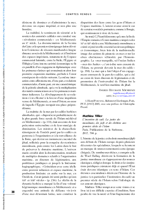 (PDF) Mathieu Tillier, L'invention du cadi, Paris, Publications de la ...