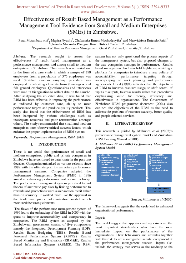 (PDF) Effectiveness of Result Based Management as a Performance ...