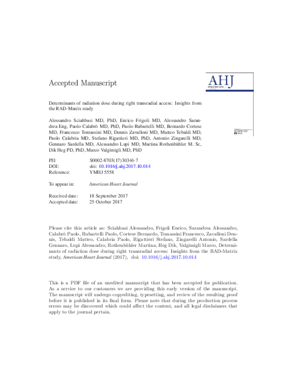 (PDF) Determinants of radiation dose during right transradial access ...