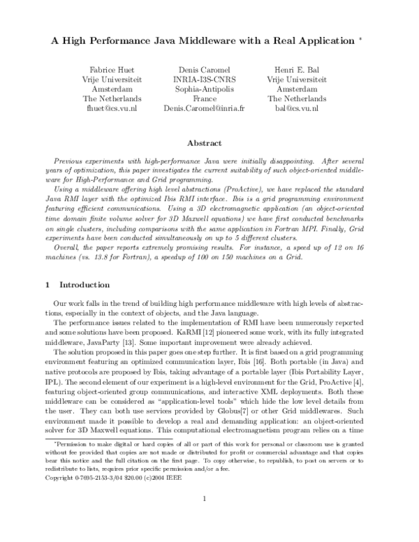 (PDF) A high performance java middleware with a real application