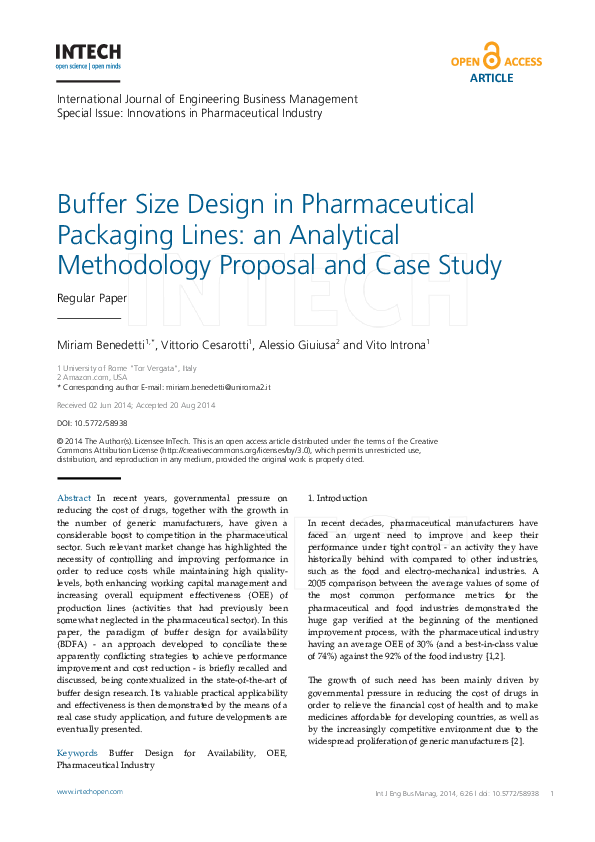 (PDF) Buffer Size Design in Pharmaceutical Packaging Lines: an ...