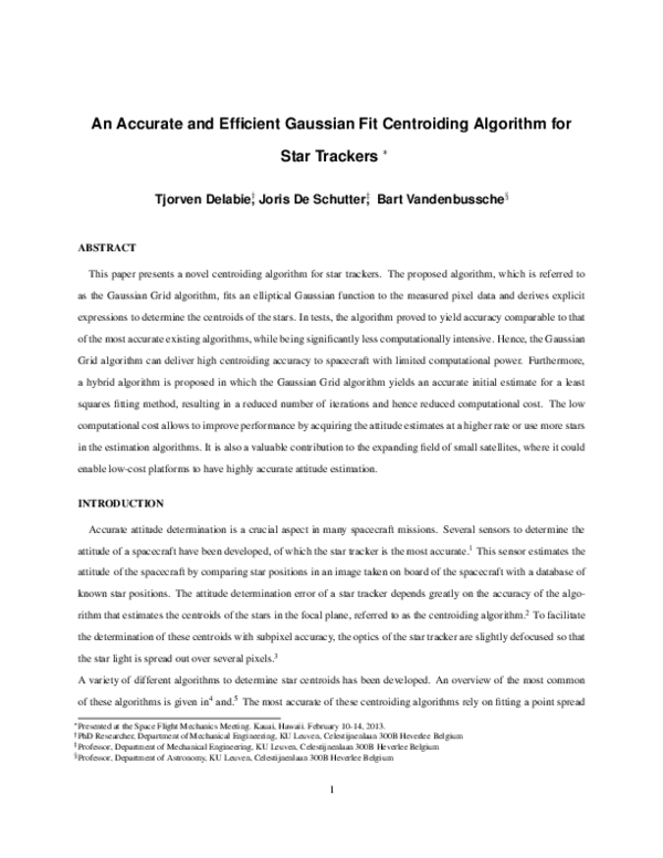 (PDF) An Accurate and Efficient Gaussian Fit Centroiding Algorithm for ...