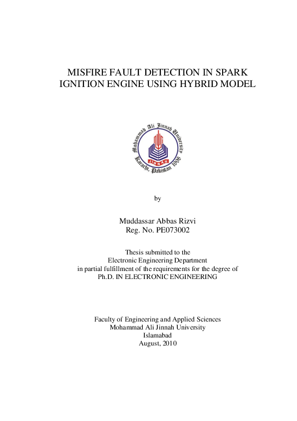 (PDF) Misfire Fault Detection In Spark Ignition Engine Using Hybrid Model