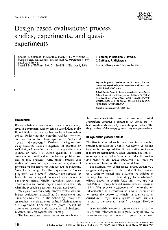 (PDF) Design-based evaluations: process studies, experiments, and quasi ...