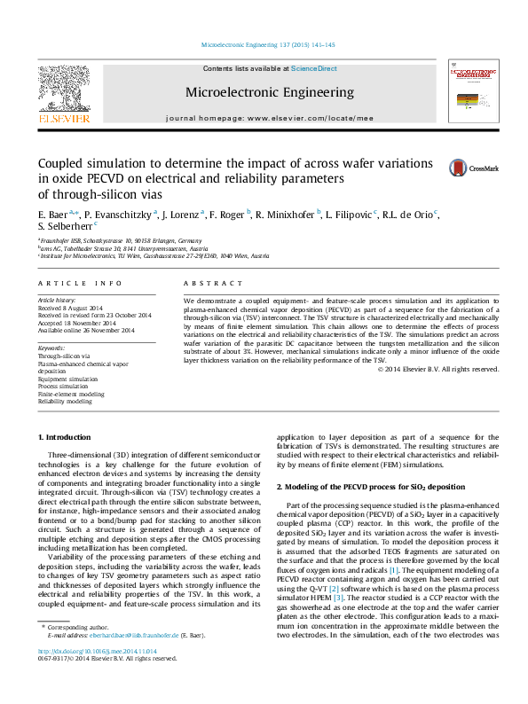 (PDF) Coupled simulation to determine the impact of across wafer variations in oxide PECVD on ...