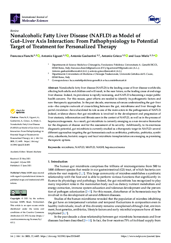 (PDF) NAFLD: Gut–Liver Axis and Treatment Targets