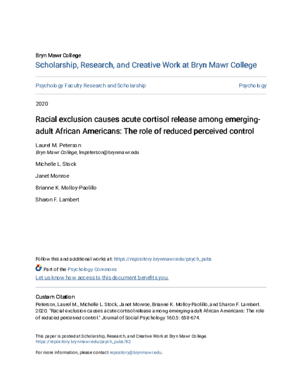 (PDF) Racial exclusion causes acute cortisol release among emerging ...