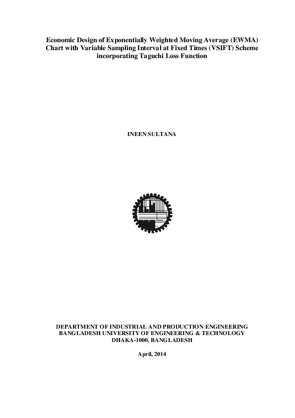 (PDF) Economic Design of Exponentially Weighted Moving Average (EWMA) Chart with Variable ...