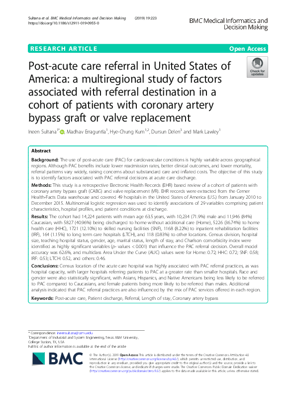 (PDF) Post-acute care referral in United States of America: a ...
