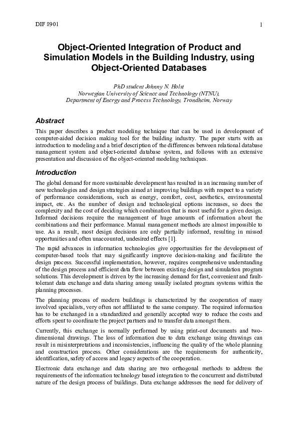 (PDF) Object-Oriented Integration of Product and Simulation Models in ...