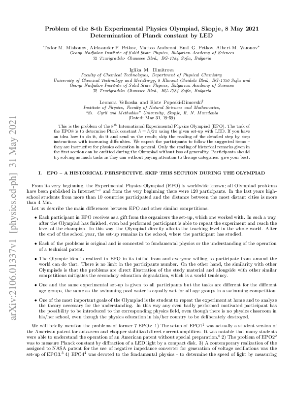 (PDF) Problem of the 8-th Experimental Physics Olympiad, Skopje, 8 May ...