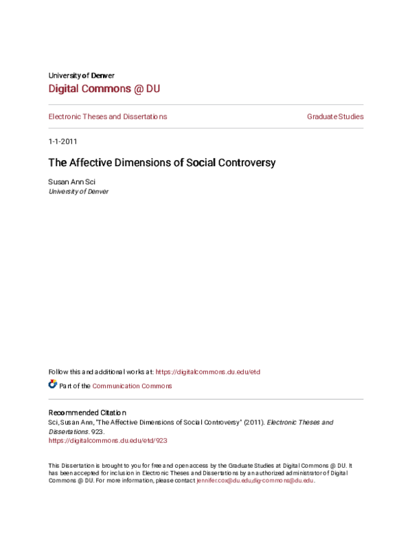 (PDF) The Affective Dimensions of Social Controversy