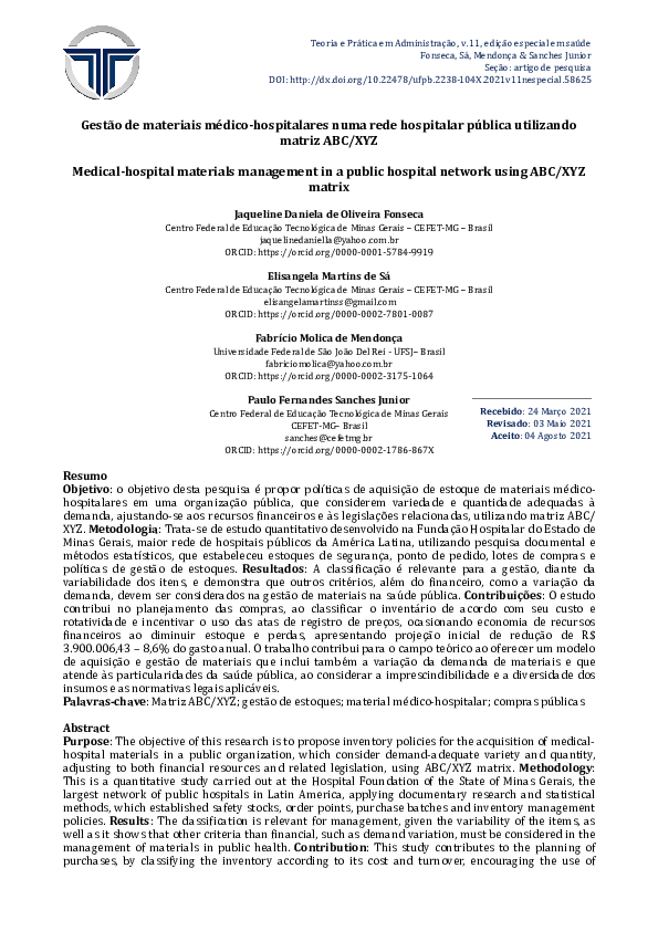 (PDF) Gestão de materiais médico-hospitalares numa rede hospitalar ...