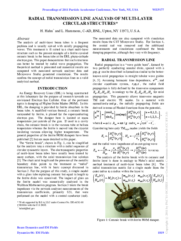 (PDF) Radial Transmission Line Analysis of Multi-Layer Circular Structures