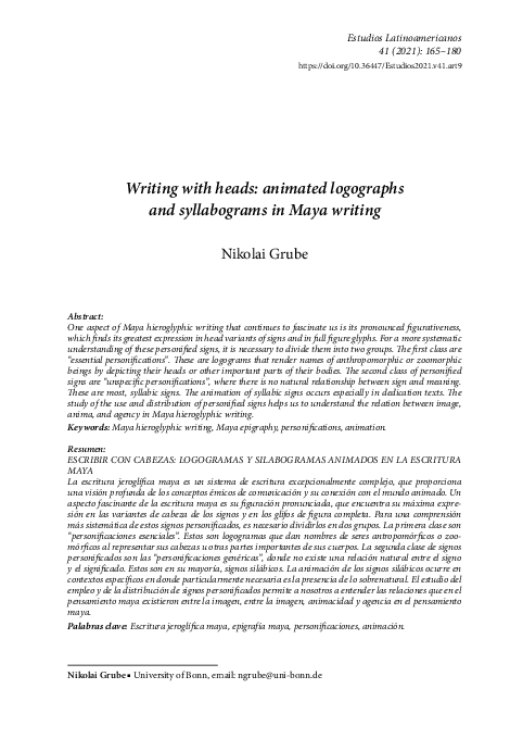 (PDF) Writing with heads: animated logographs and syllabograms in Maya ...