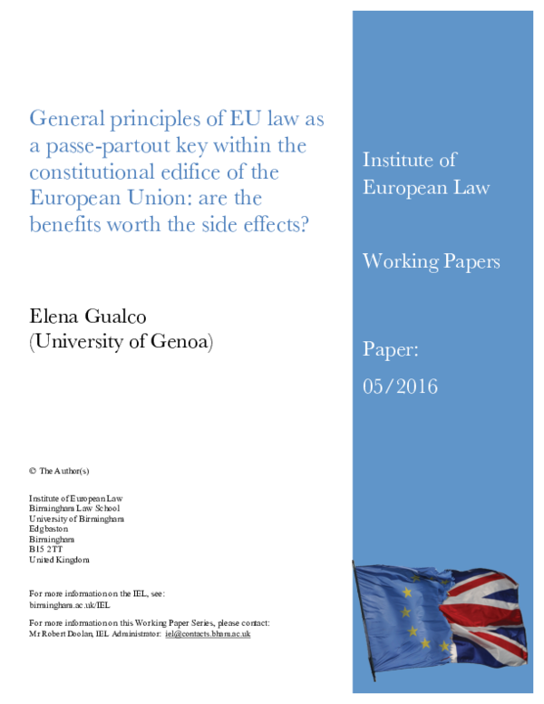 (PDF) General principles of EU law as a passe-partout key within the ...