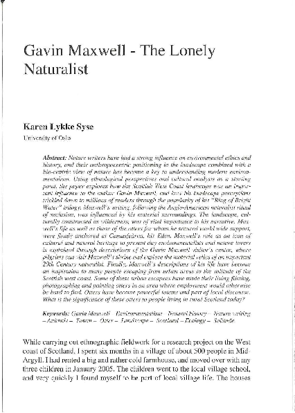 (PDF) Gavin Maxwell - The Lonely Naturalist