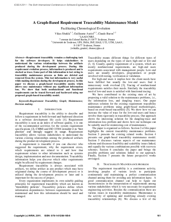 (PDF) A Graph-Based Requirement Traceability Maintenance Model