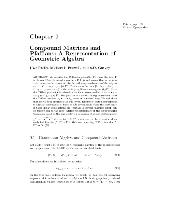 (PDF) Compound matrices and Pfaffians: A representation of geometric algebra