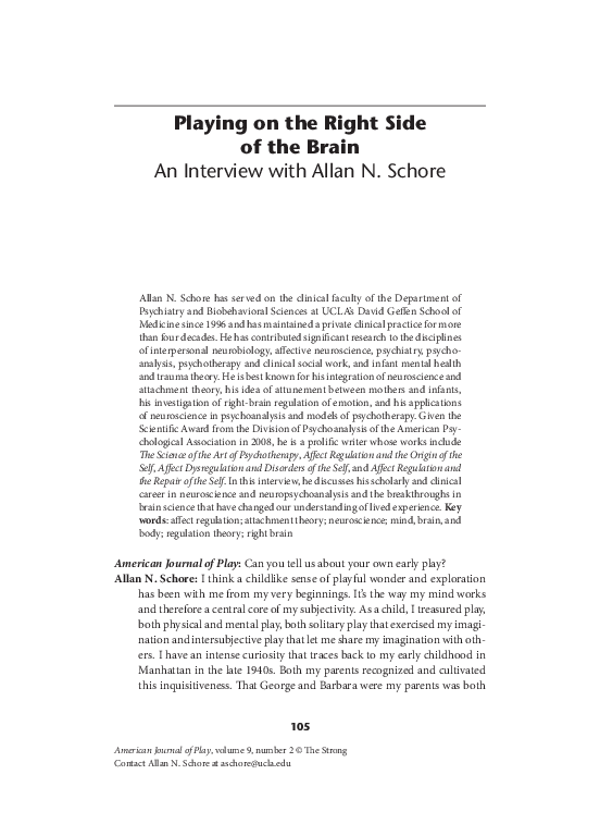 (PDF) Playing on the Right Side of the Brain An Interview with Allan N ...