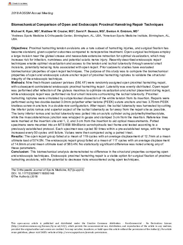 (PDF) Biomechanical Comparison of Open and Endoscopic Proximal ...